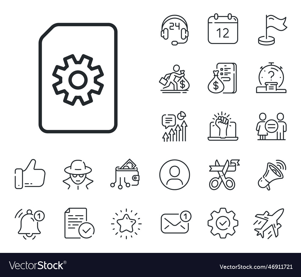 Document management icon file with cogwheel Vector Image