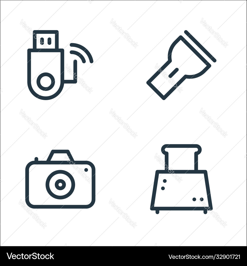 Electronics line icons linear set quality Vector Image