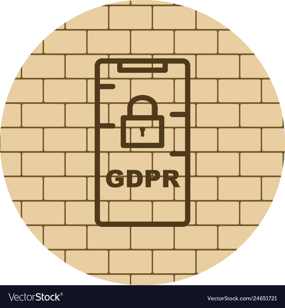 Gdpr mobile security lock icon Royalty Free Vector Image