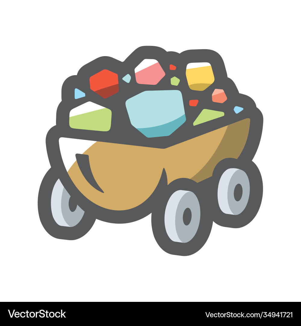 Gems trolley cart with diamonds icon Royalty Free Vector