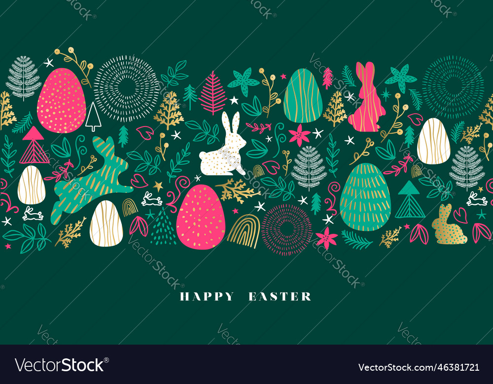 Happy easter drawn doodle seamless pattern Vector Image