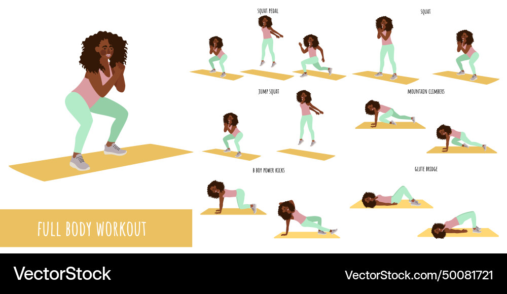 Healthy woman doing full body workout Royalty Free Vector