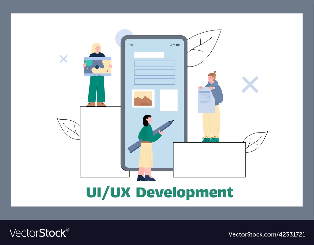 Process of research programming ui ux Royalty Free Vector