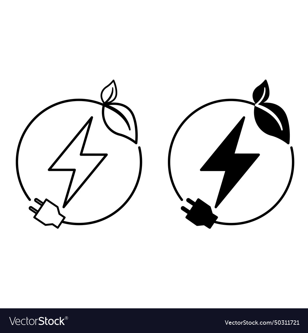 Renewable energy icons black and white Royalty Free Vector