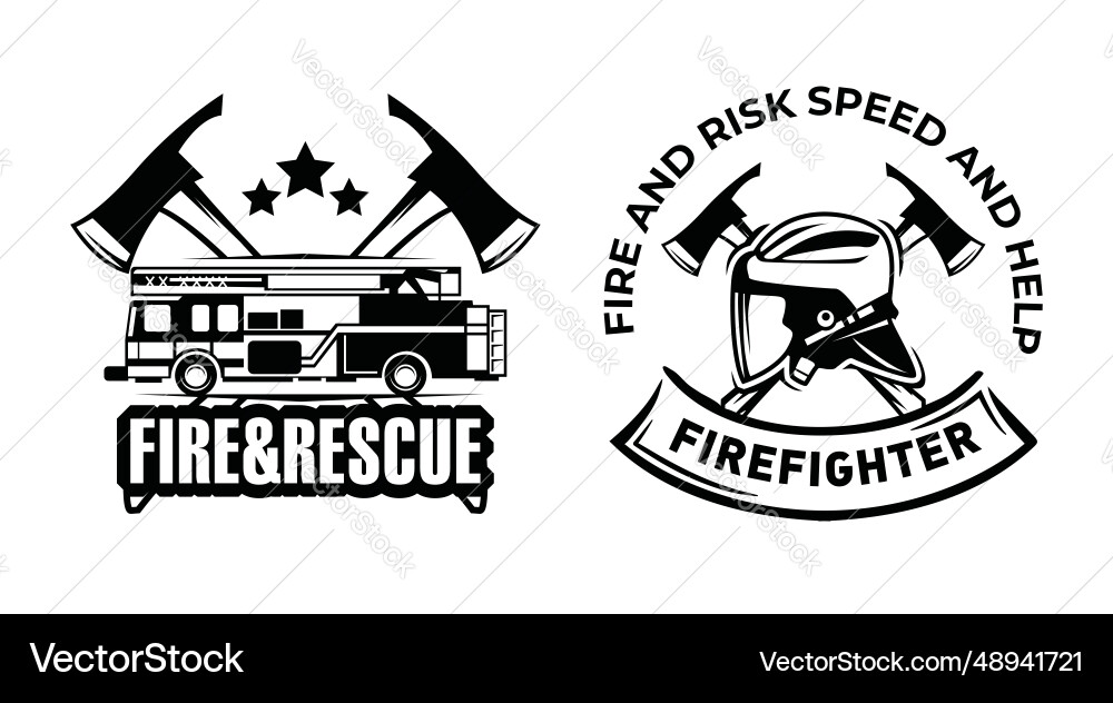 Retro firefighter logo bundle template Royalty Free Vector