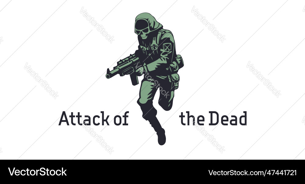 Running scary soldier with a skull in uniform Vector Image