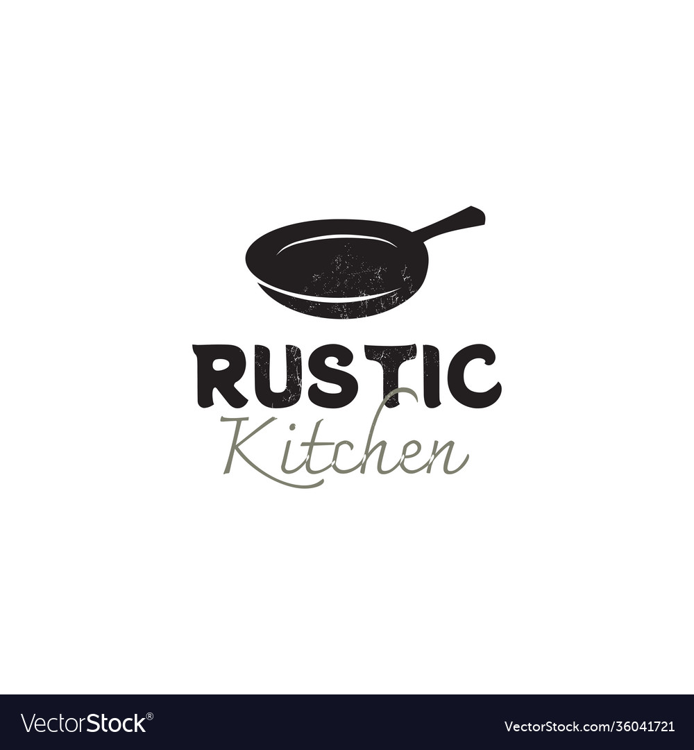 Rustic kitchen using black frying pan logo Vector Image