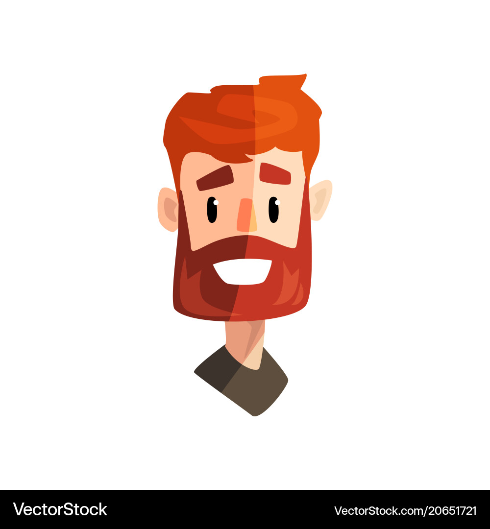 Smiling redhead bearded man male emotional face Vector Image