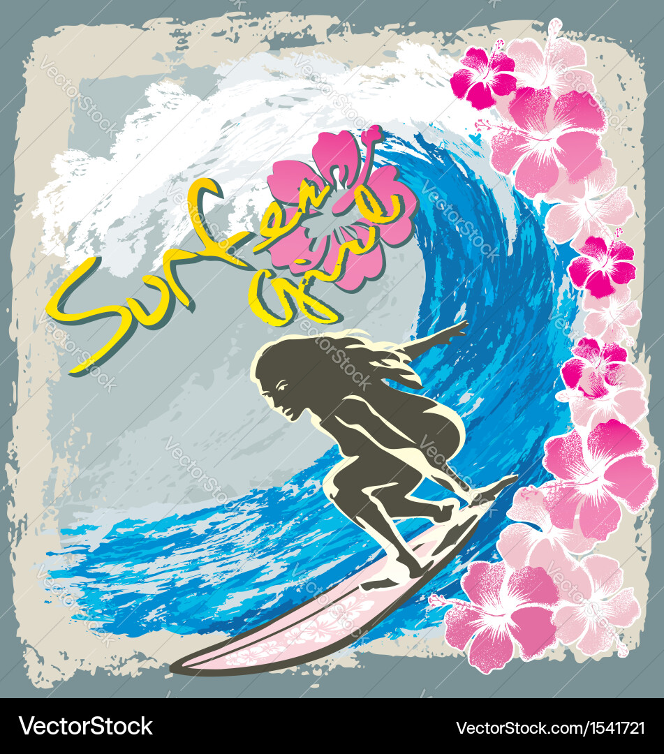 Surfer girl spirit Royalty Free Vector Image - VectorStock