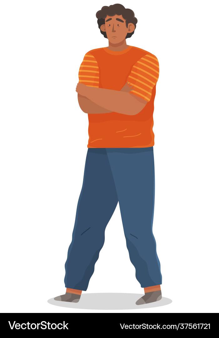 Young unhappy man with black hair dressed Vector Image