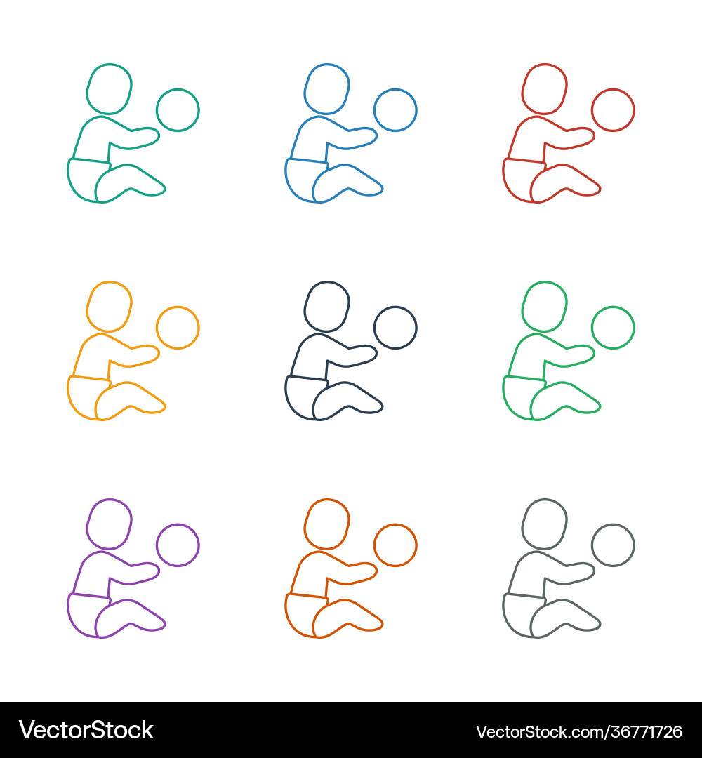 Baby playing with toy icon white background Vector Image
