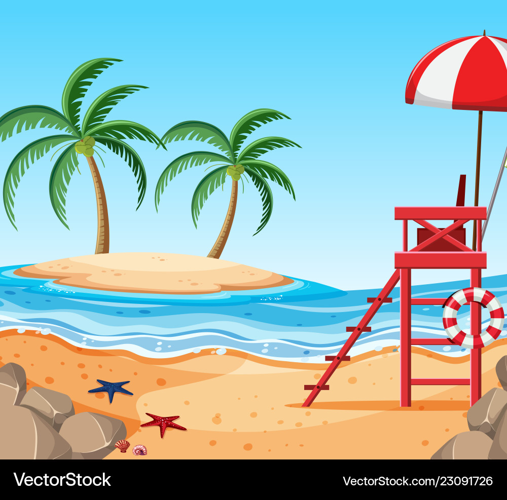 Beautiful tropical beach island Royalty Free Vector Image