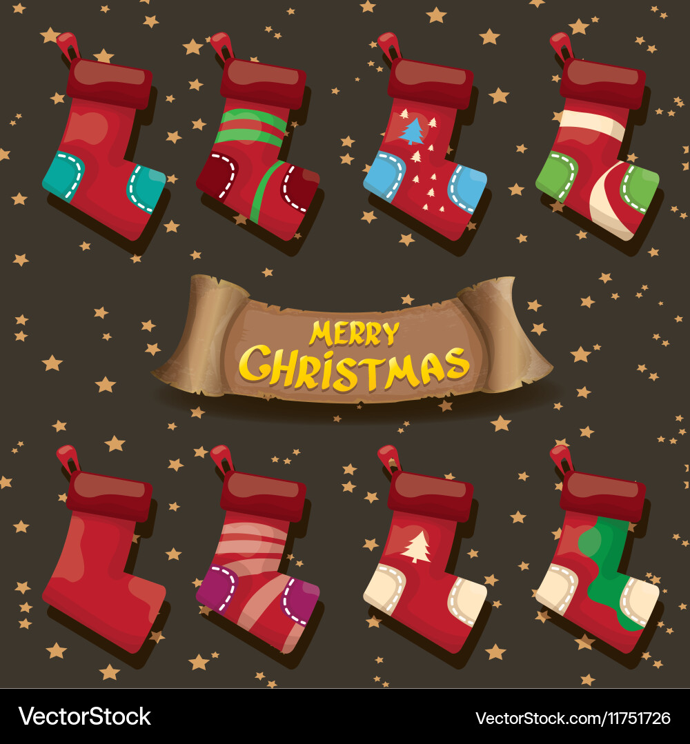 Cartoon cute christmas stocking or socks Vector Image