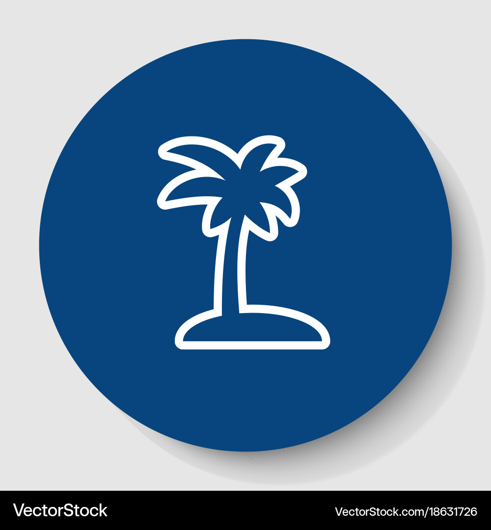 Coconut palm tree sign white contour icon Vector Image