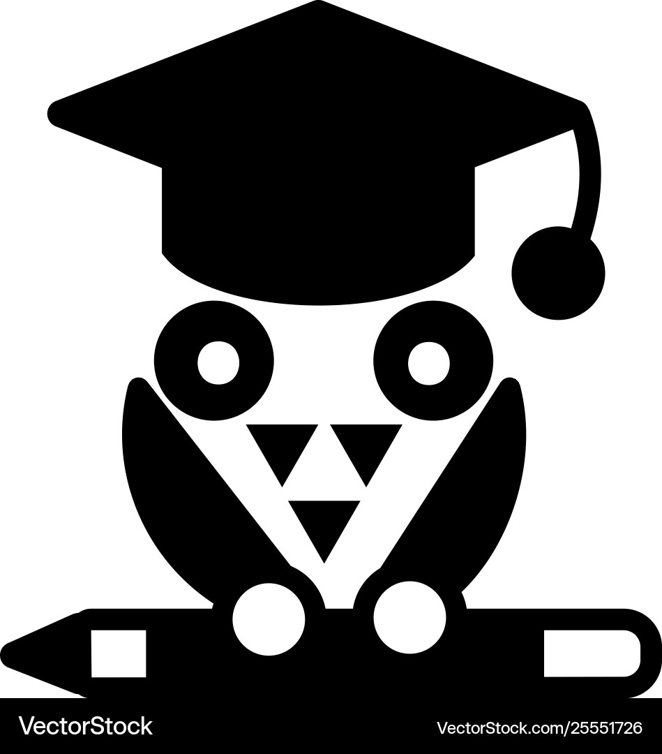 Education symbol icon- owl bird with Royalty Free Vector