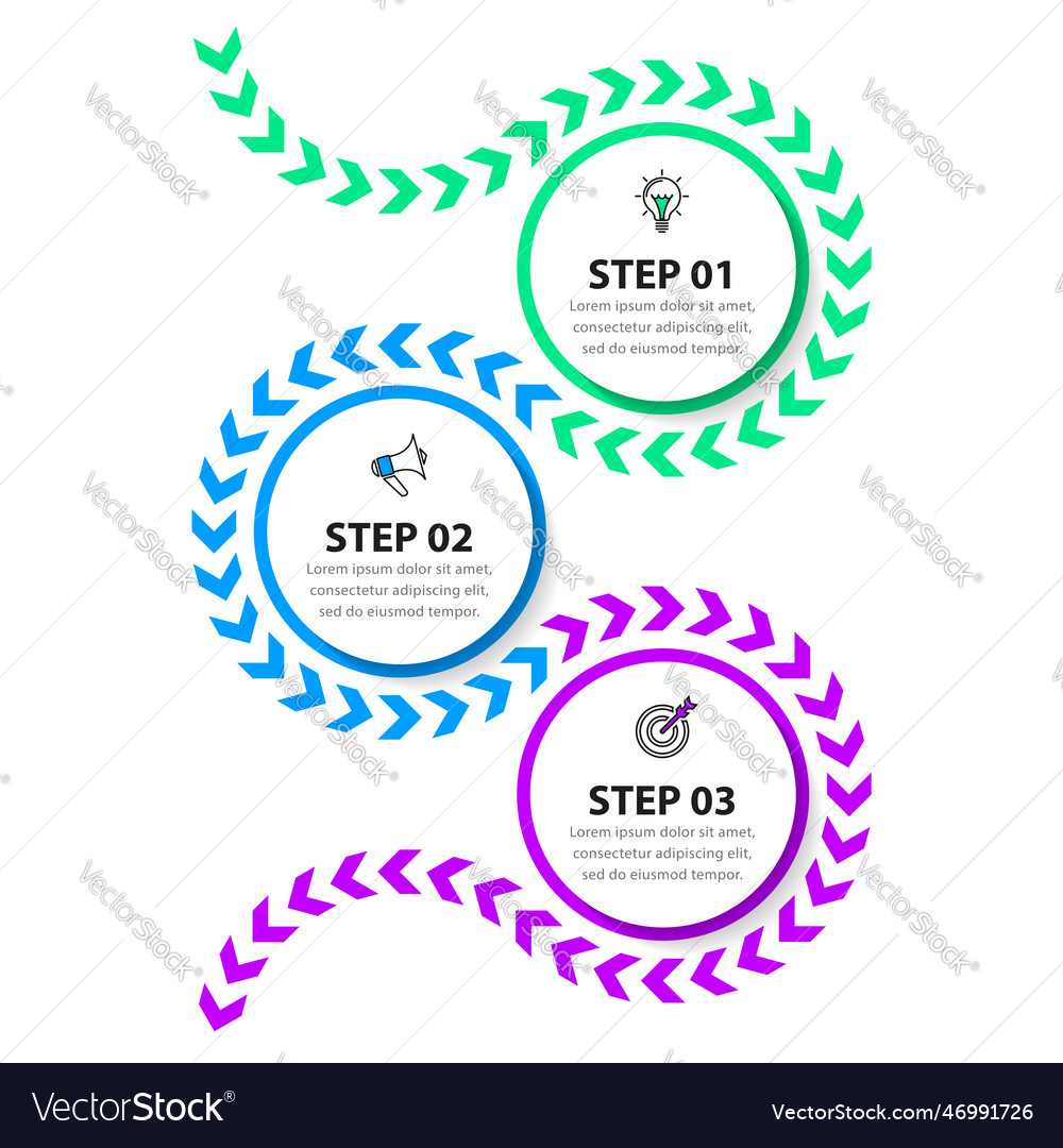 Infographic template line with arrows and 3 steps Vector Image