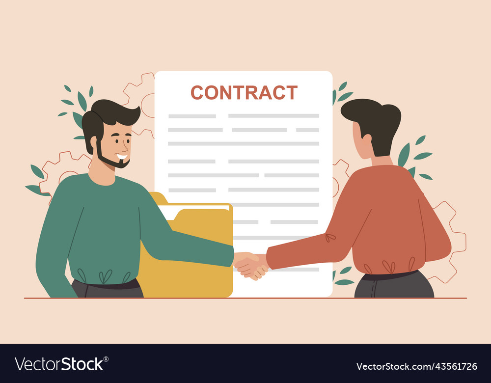 Men conclude contract Royalty Free Vector Image