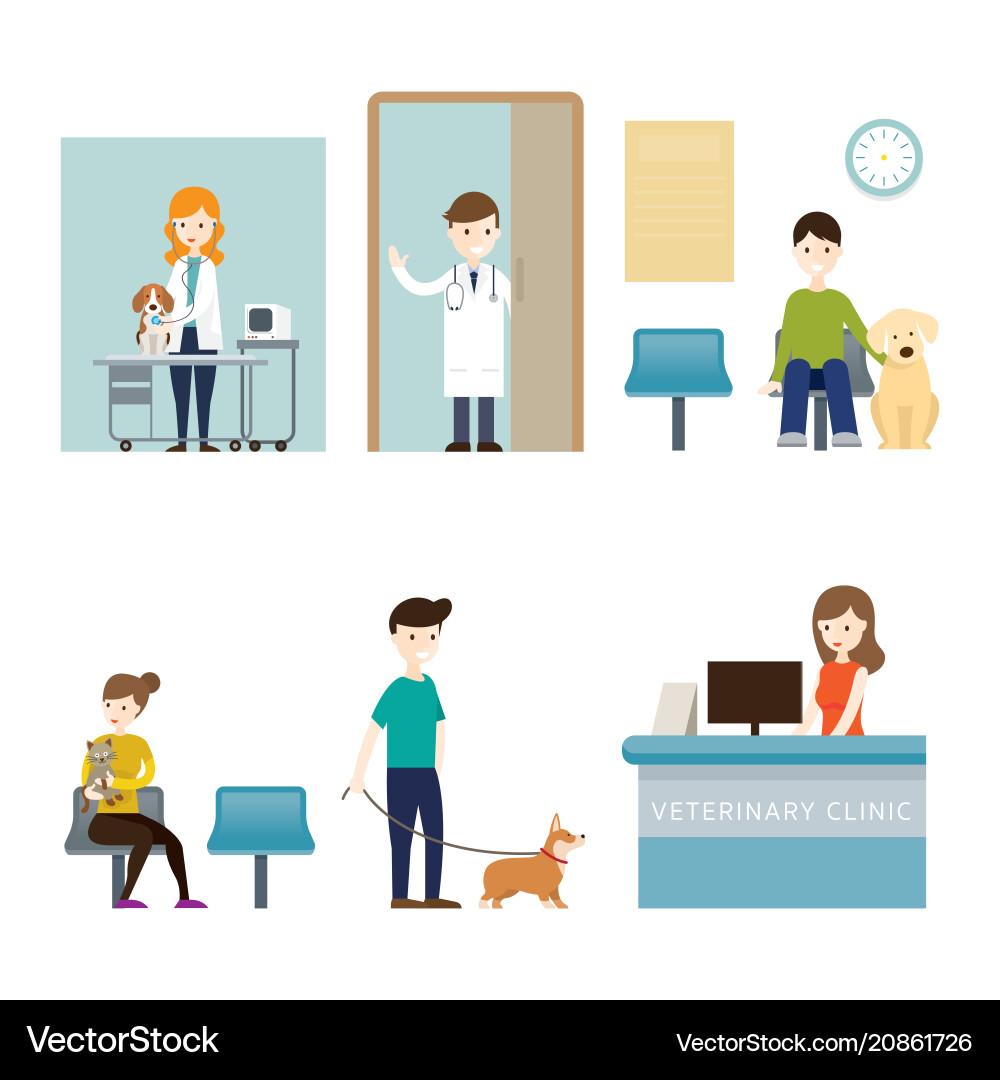 People in veterinary clinic Royalty Free Vector Image