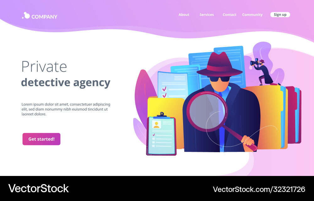 Private investigation concept landing page Vector Image