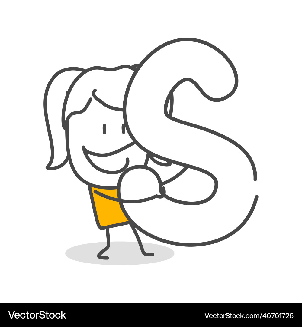 Stick figures alphabet hand drawn doodle line art Vector Image