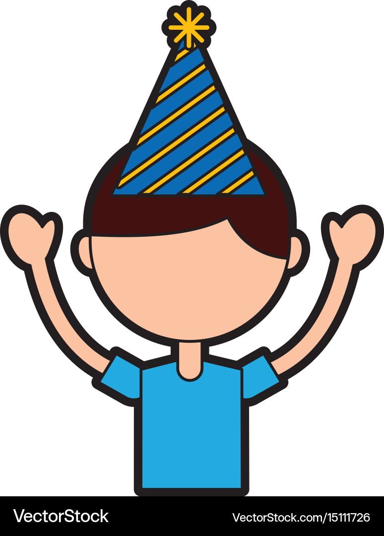 Upper body party boy cartoon Royalty Free Vector Image