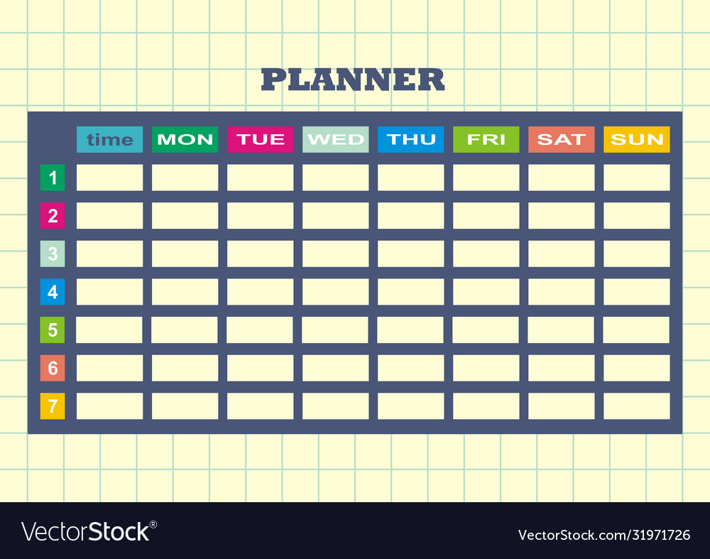 Weekly planner Royalty Free Vector Image - VectorStock
