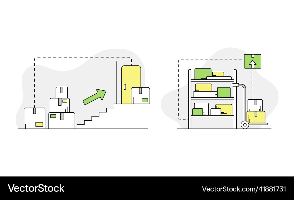 Apartment move set transportation and logistics Vector Image