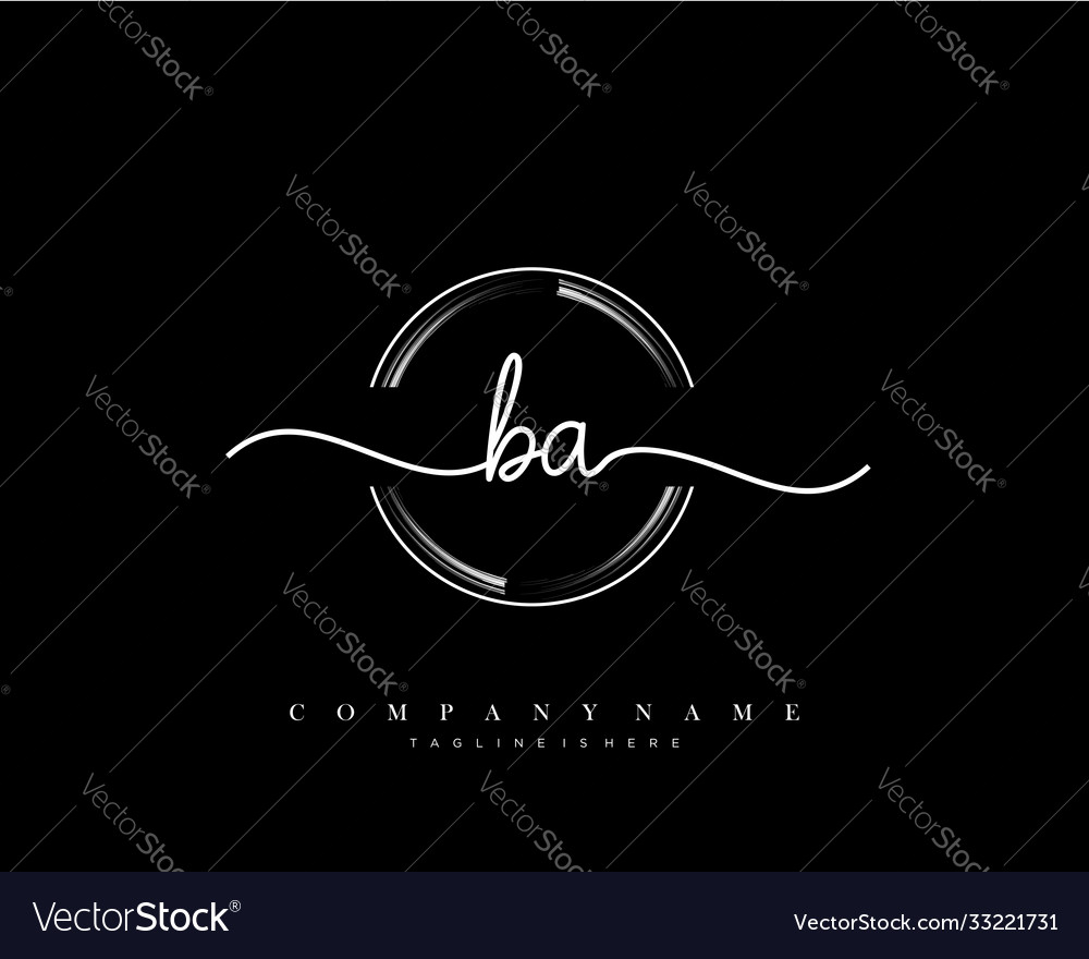 Ba initial handwriting minimalist geometric logo Vector Image Ba initial handwriting minimalist geometric logo Vector Image