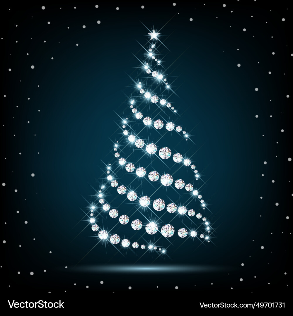 Christmas tree made of sparkling diamonds Vector Image