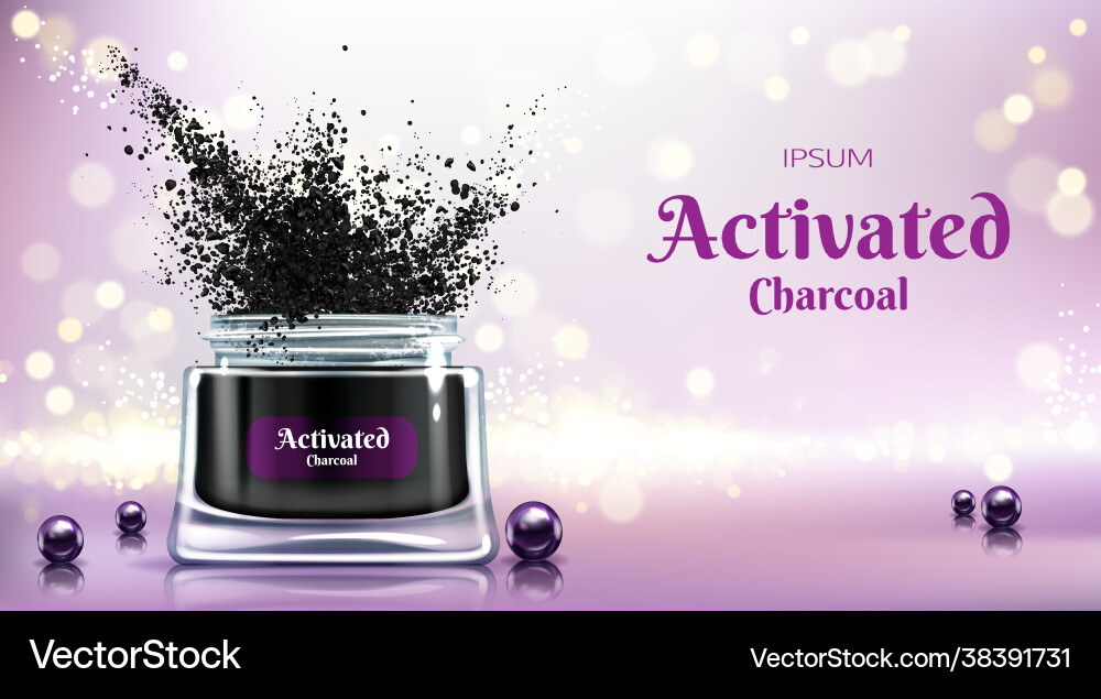 Cream with activated charcoal 3d banner Royalty Free Vector