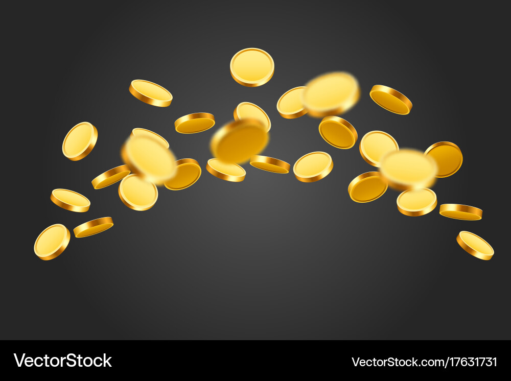 Falling coins money flying gold Royalty Free Vector Image