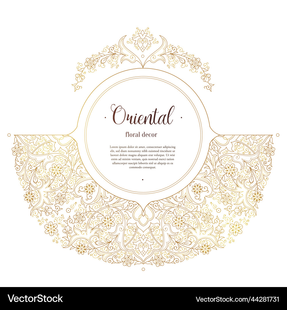 Golden floral frame in eastern style Royalty Free Vector
