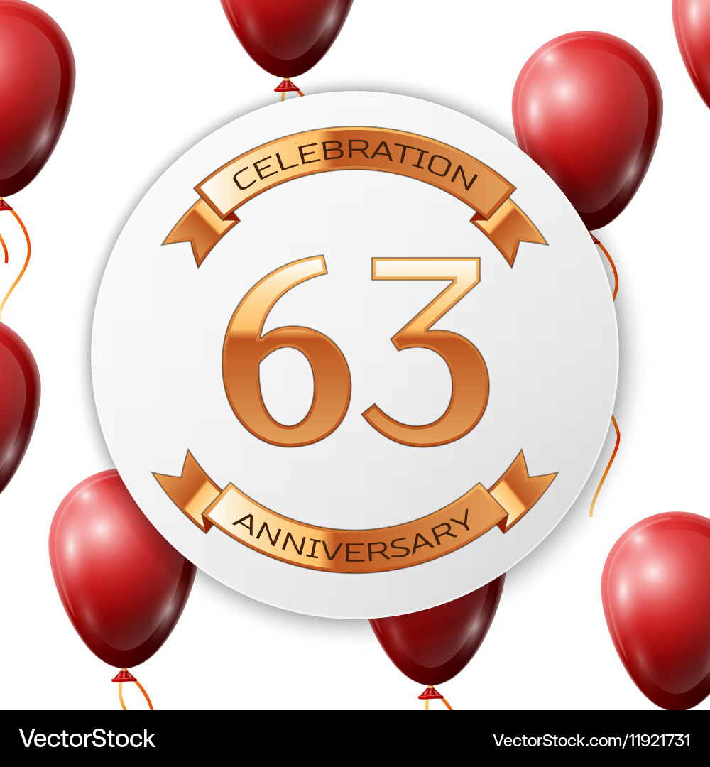 Golden number sixty three years anniversary Vector Image