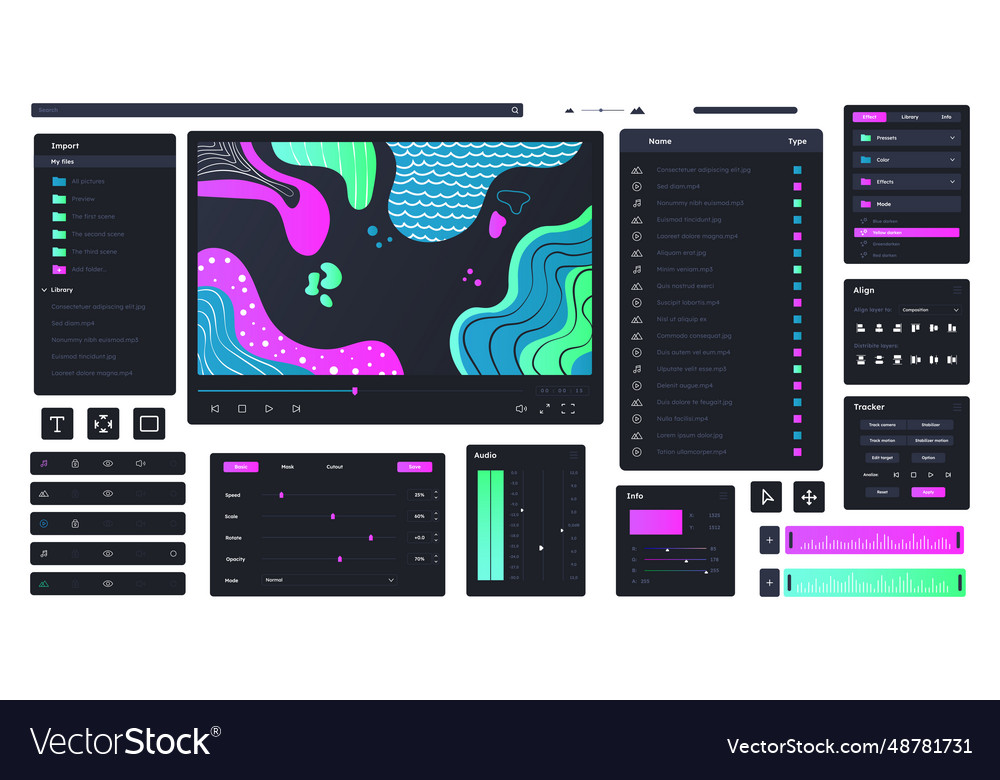 Motion app interface concept Royalty Free Vector Image