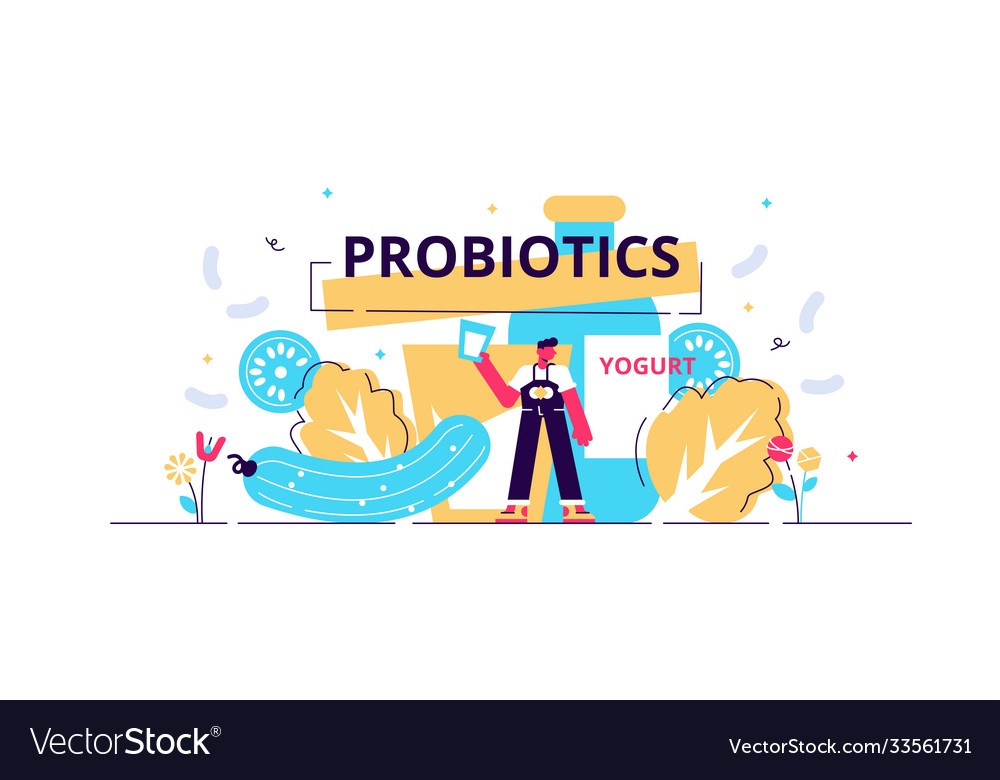 Probiotics flat tiny Royalty Free Vector Image