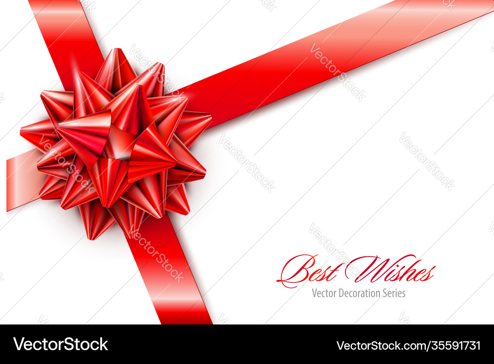 Red realistic bow with ribbons isolated Royalty Free Vector