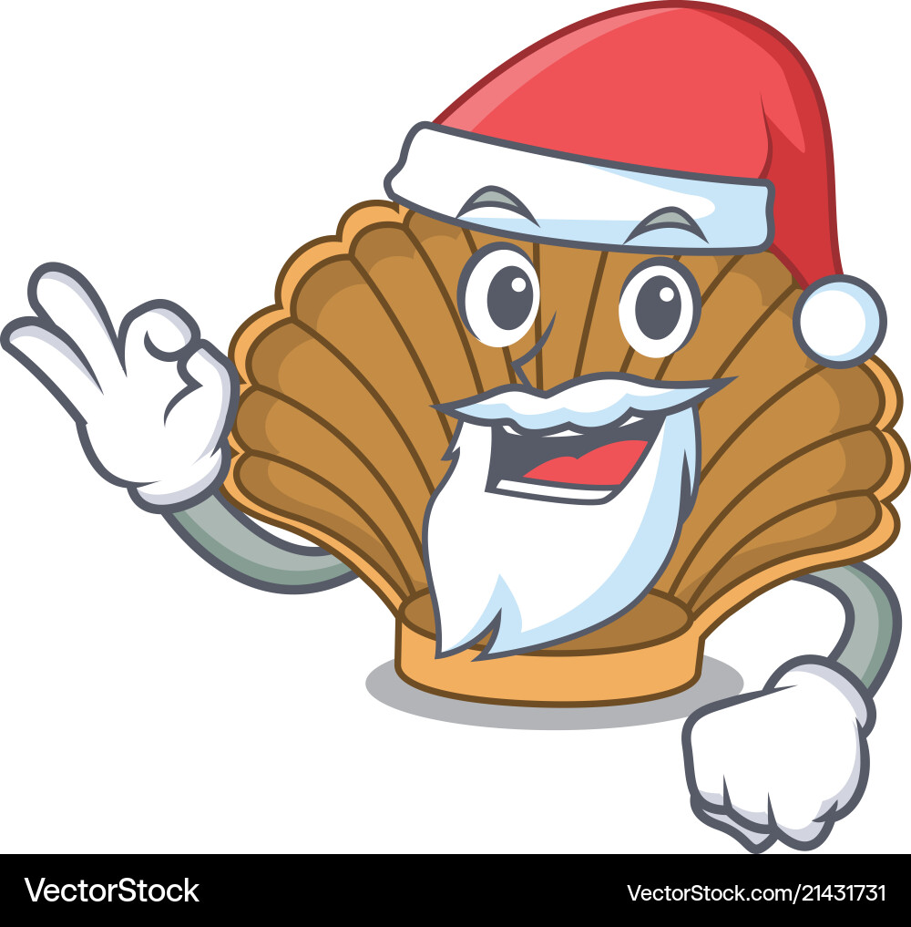 Santa shell with pearl mascot cartoon Royalty Free Vector