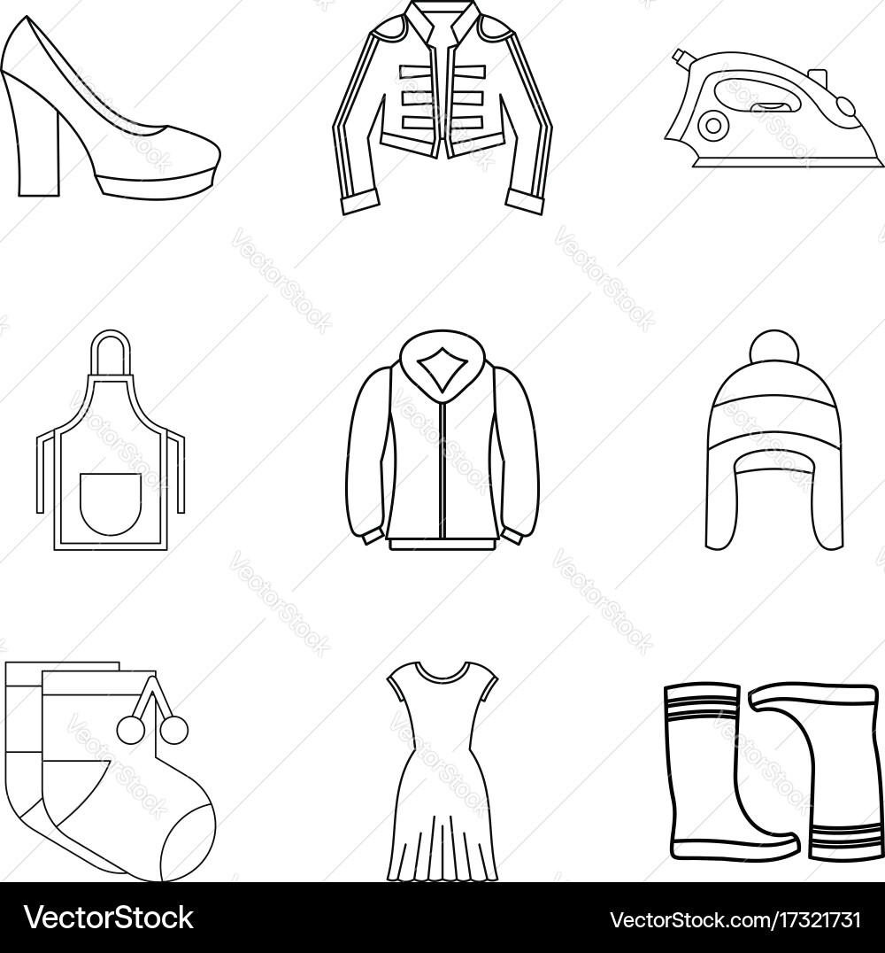 Season clothes icon set outline style Royalty Free Vector