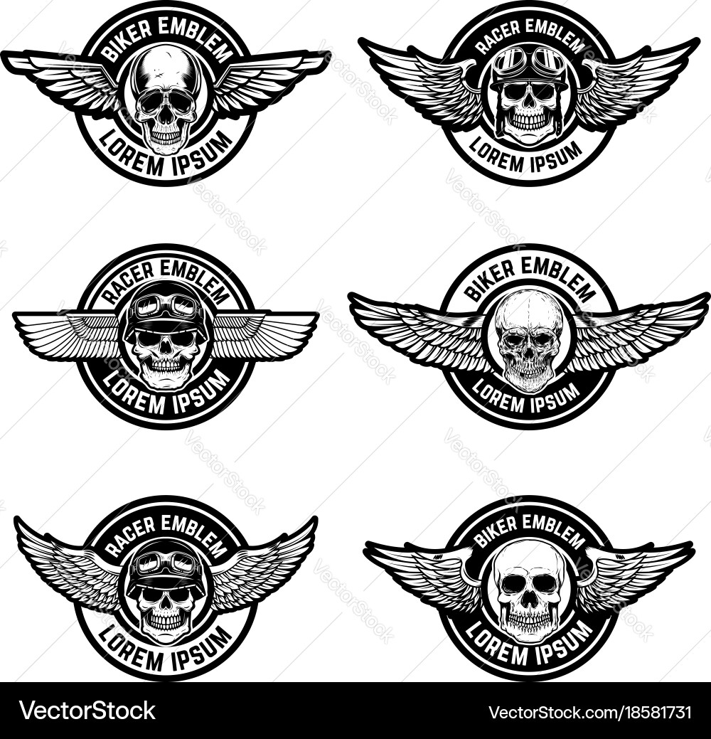 Set of biker club emblems templates emblems with Vector Image