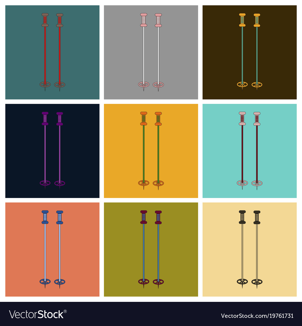 Set of icons in flat design ski poles Royalty Free Vector