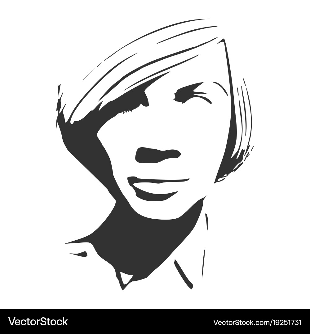 Silhouette of a female head face front view Vector Image