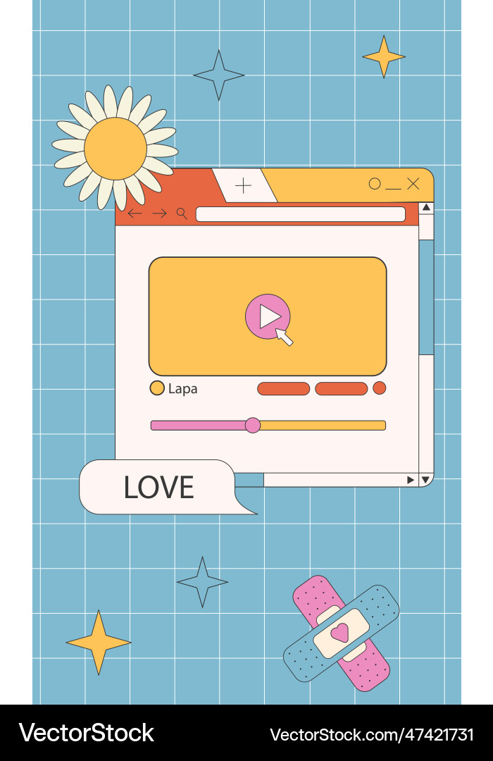 Social media stories retro groovy interface Vector Image