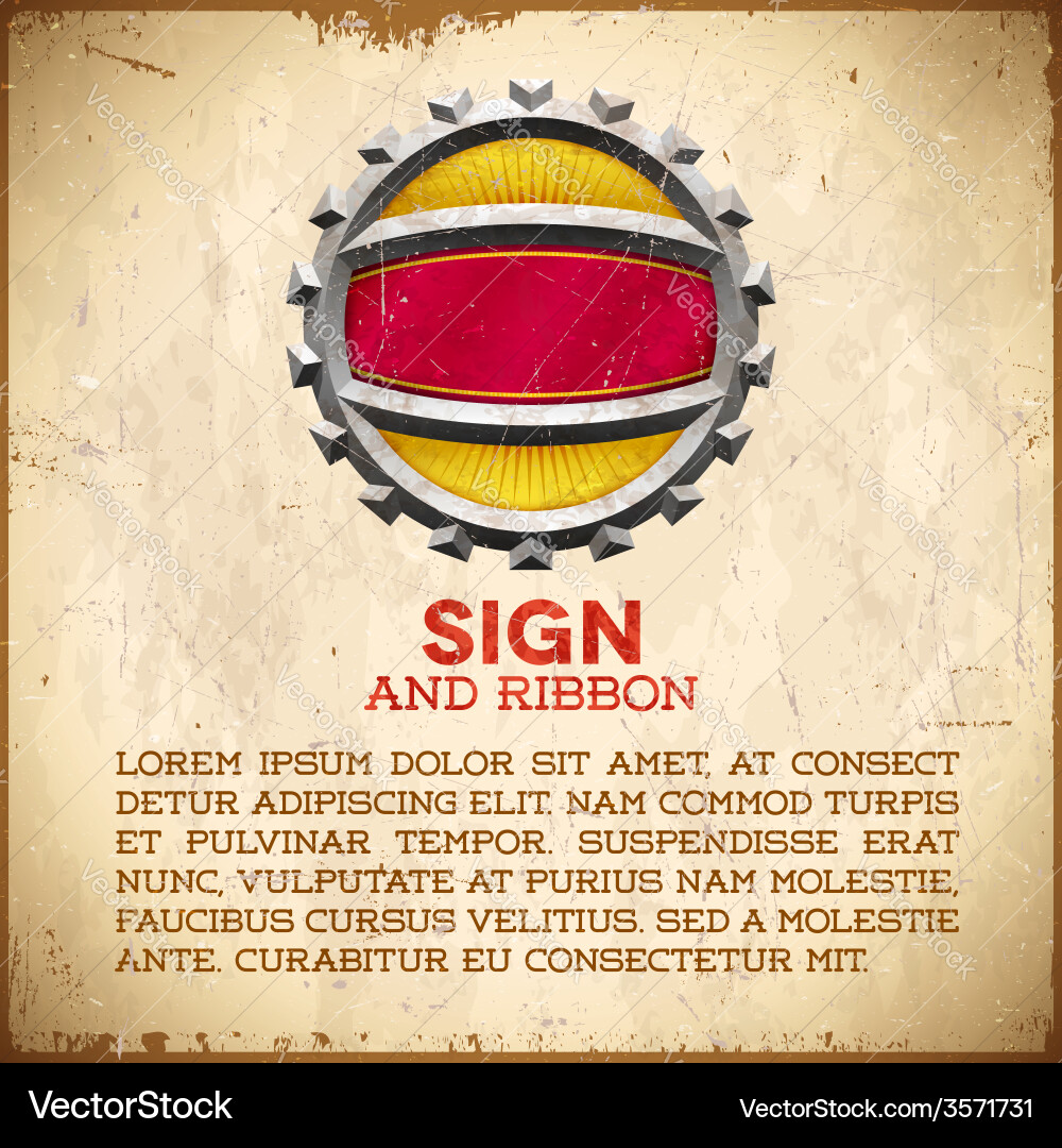 Vintage card with chrome gear label Royalty Free Vector
