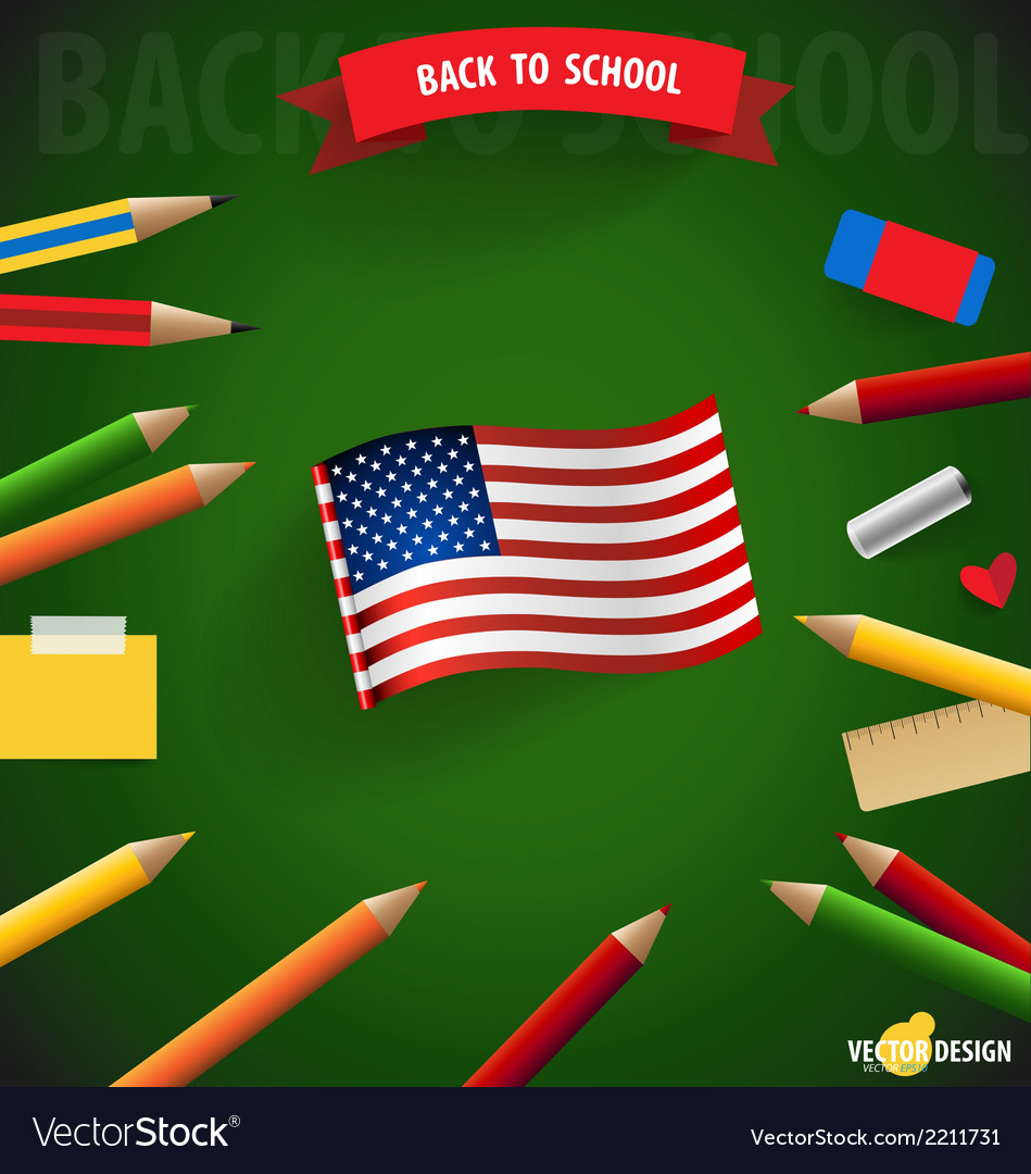 Welcome back to school with american flag Vector Image