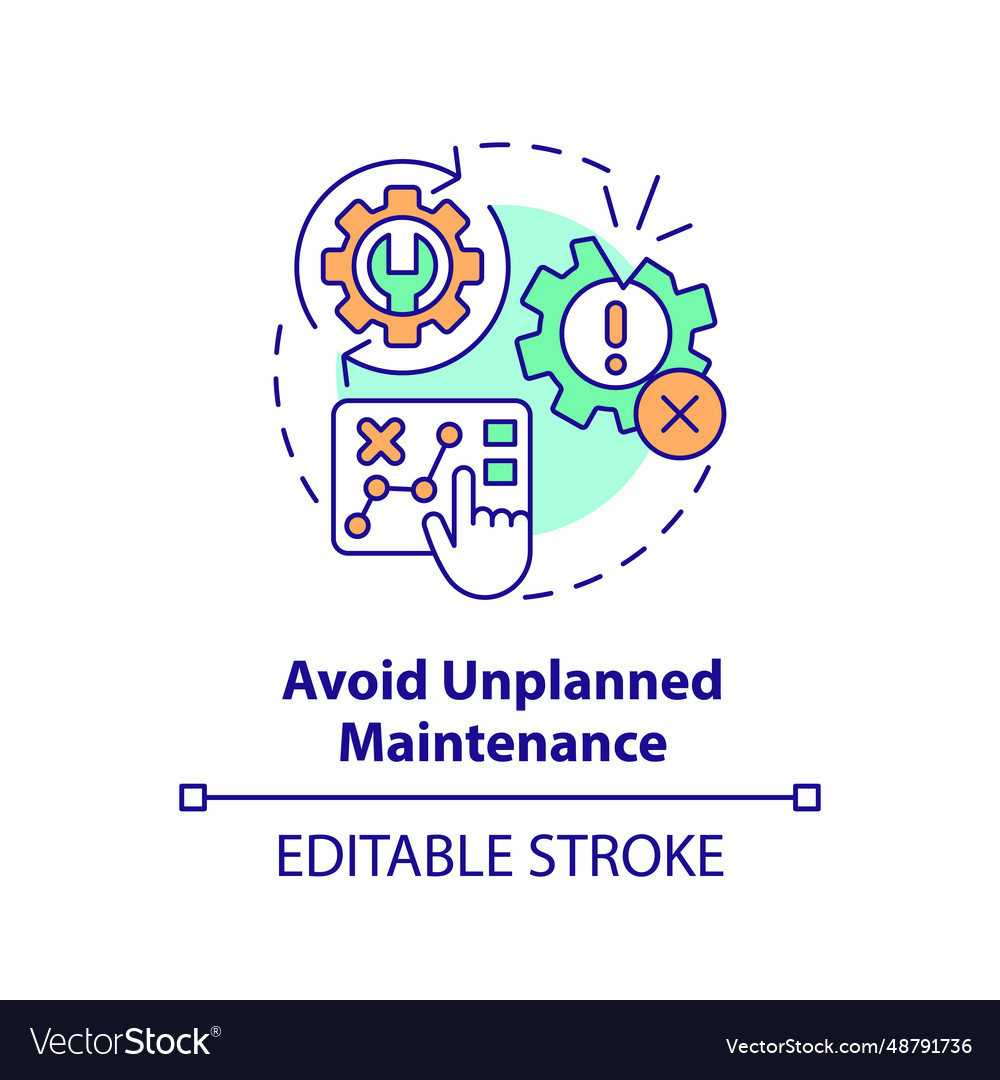 2d thin linear icon avoid unplanned maintenance Vector Image
