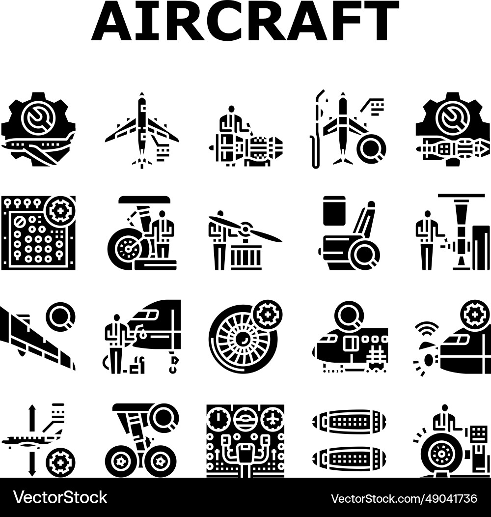 Aircraft mechanic icons set Royalty Free Vector Image