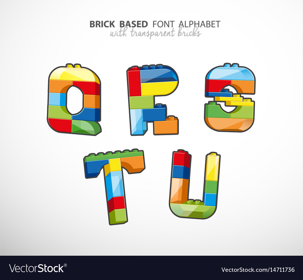 Alphabet set created from playing bricks Vector Image