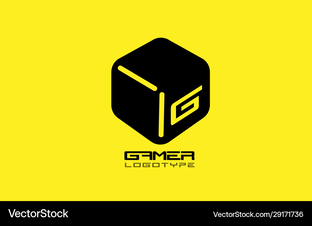 Black and yellow game 3d gaming cube business Vector Image
