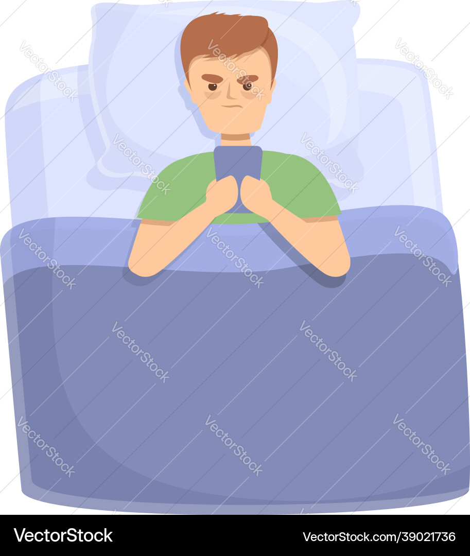 Boy phone insomnia icon cartoon night Royalty Free Vector