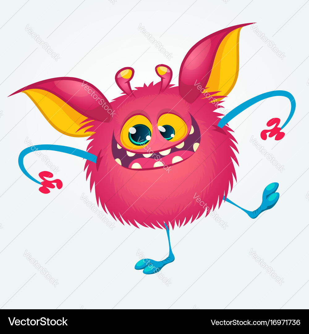 Cartoon pleased funny monster dancing Royalty Free Vector